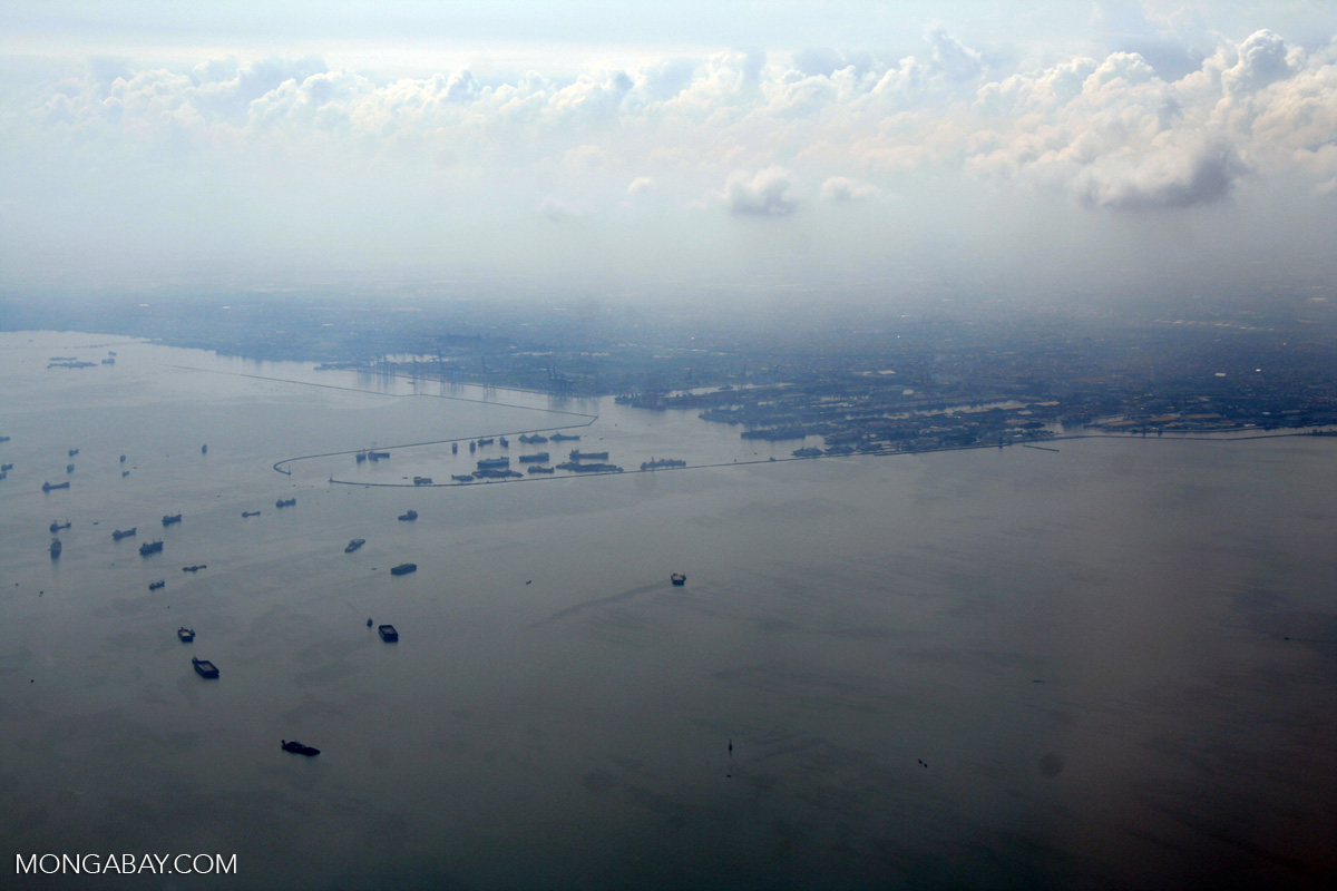 Ships waiting at the port of Jakarta (Java)