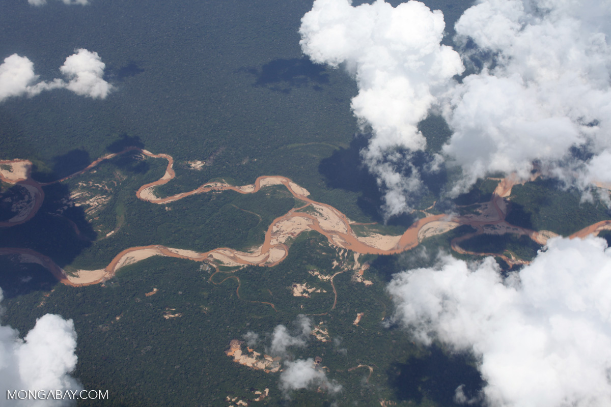 Gold mining damage in the Amazon rainforest