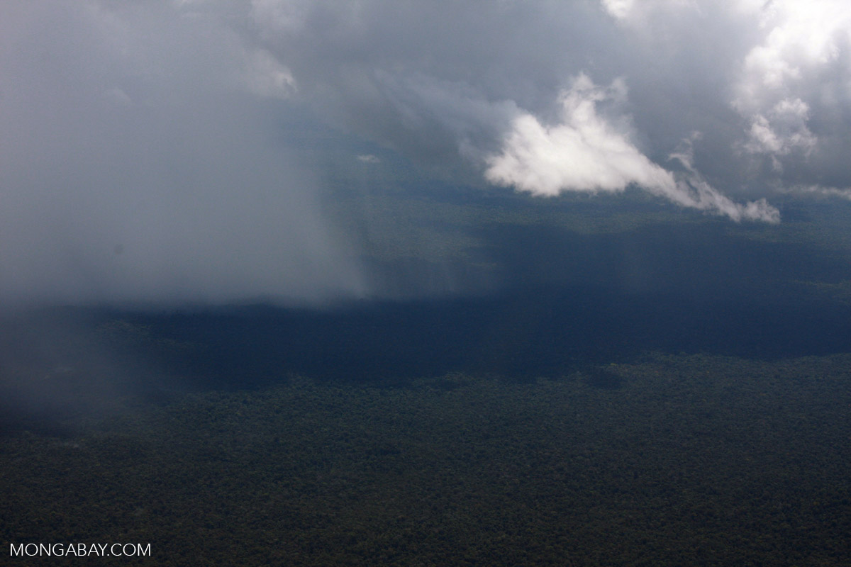 Thunderstorm over the Amazon rainforest